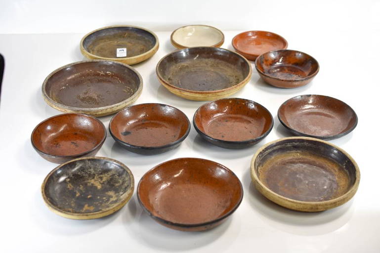 Early Redware Plate Collection Of 13