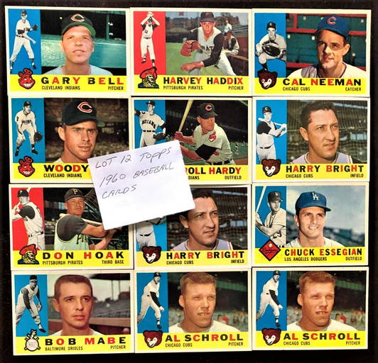 Lot 12 Topps 1960 Baseball Cards W/ Stars