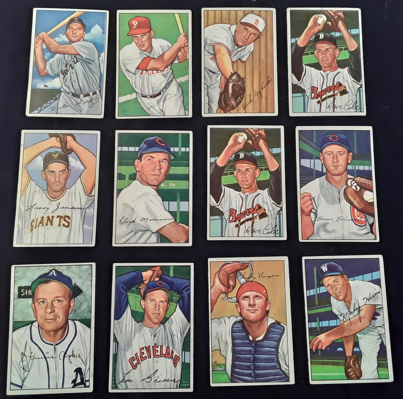 Lot 12 Bowman 1952 Baseball Cards
