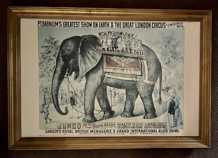 Early Framed P.t. Barnum Poster "jumbo" The Elephant
