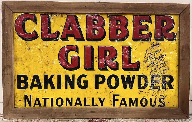 LARGE ORIGINAL METAL "CLABBER GIRL" ADVERTISING SIGN (#0080) on Feb 26 ...