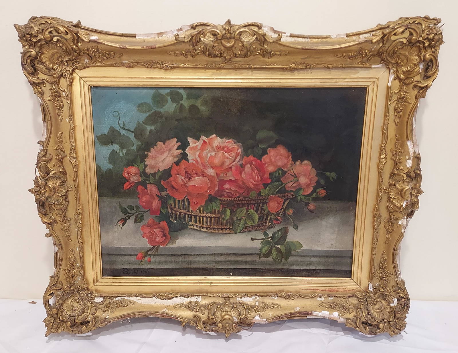 Louis Rondel Floral Still Life Oil Painting Auction