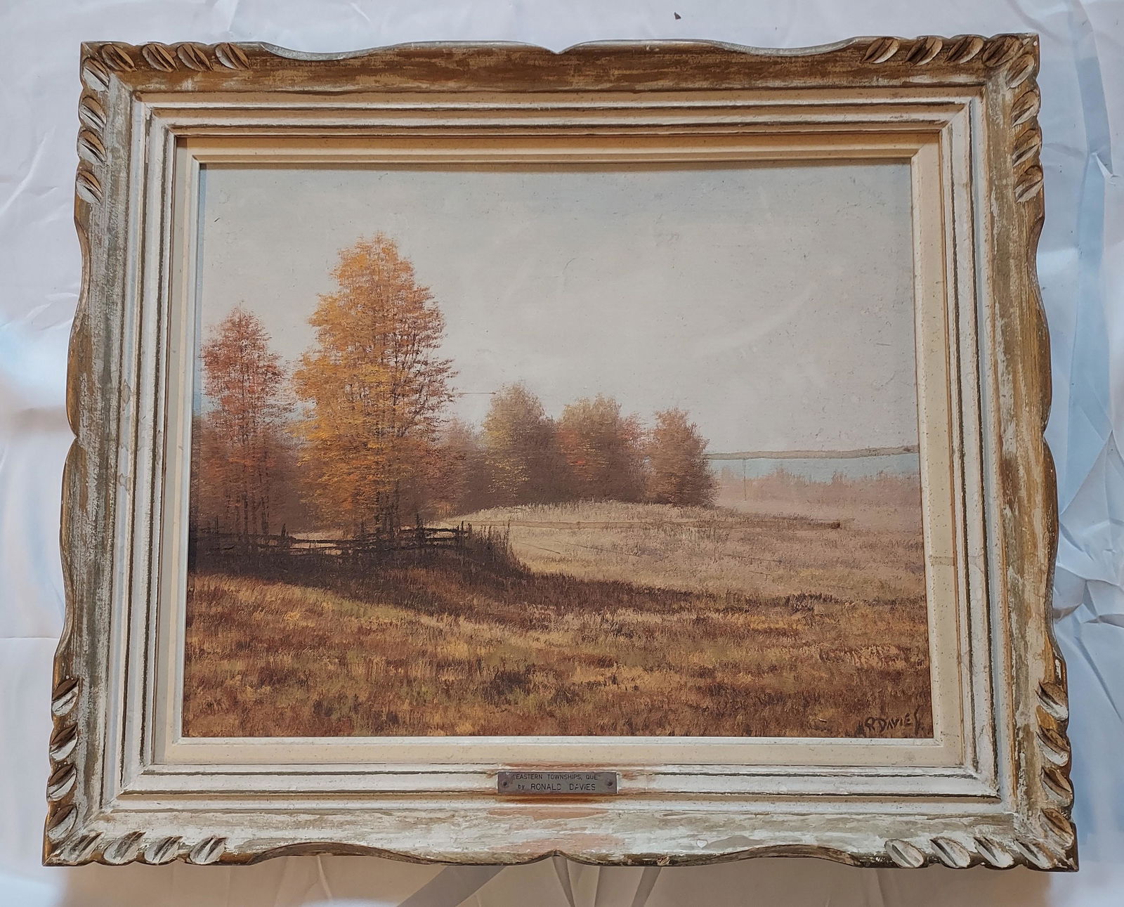 Ronald Davis Oil On Canvas Farm Field Scene Auction