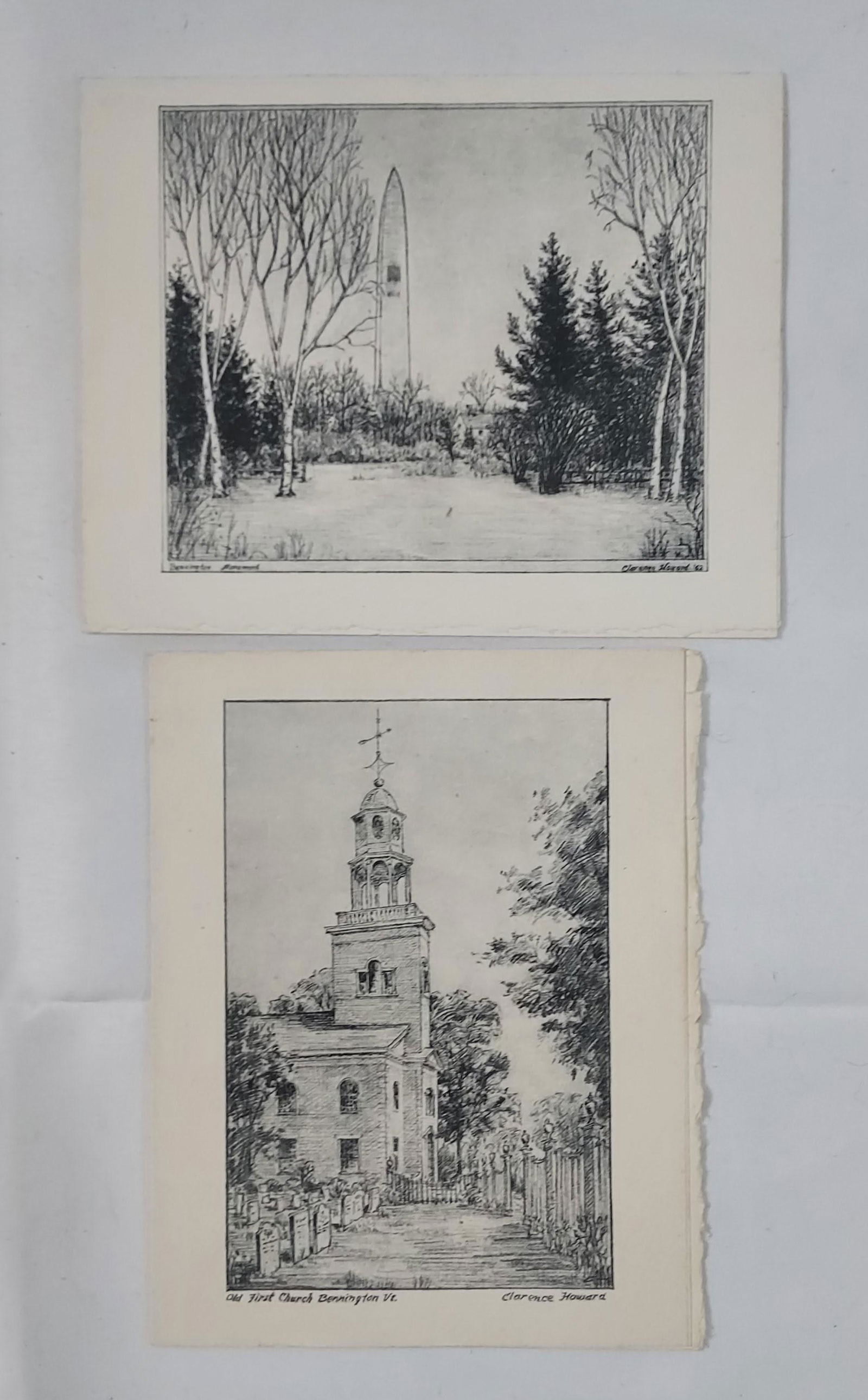 Clarence Howard A Pair Of Print On Paper Of The Bennington Monument And ...