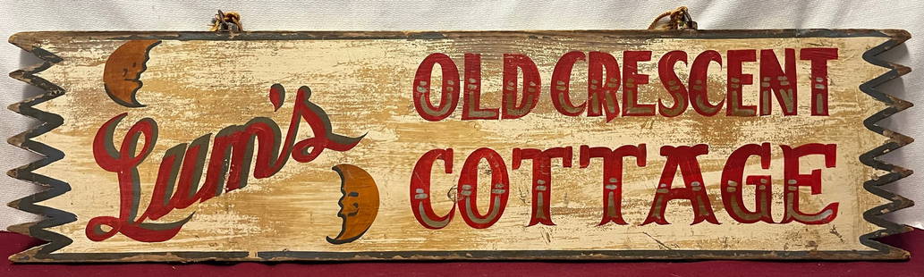 Vintage 1940s Wooden Hand Painted Steaks Double Sided Advertising Sign