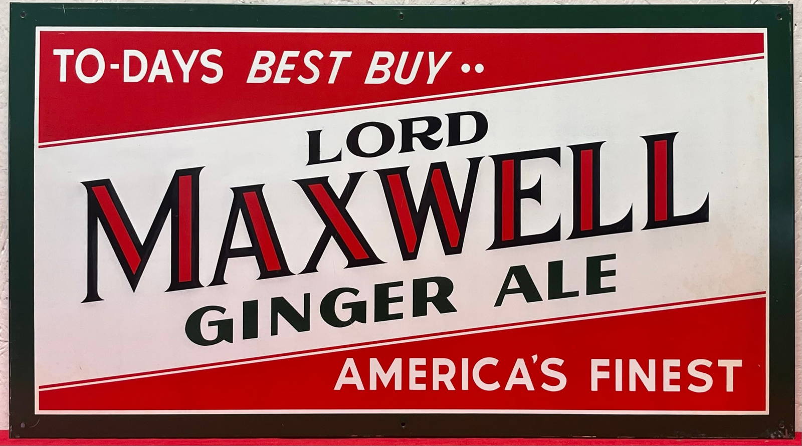 Vintage Lord Maxwell Ginger Ale Metal Advertising Sign Auction