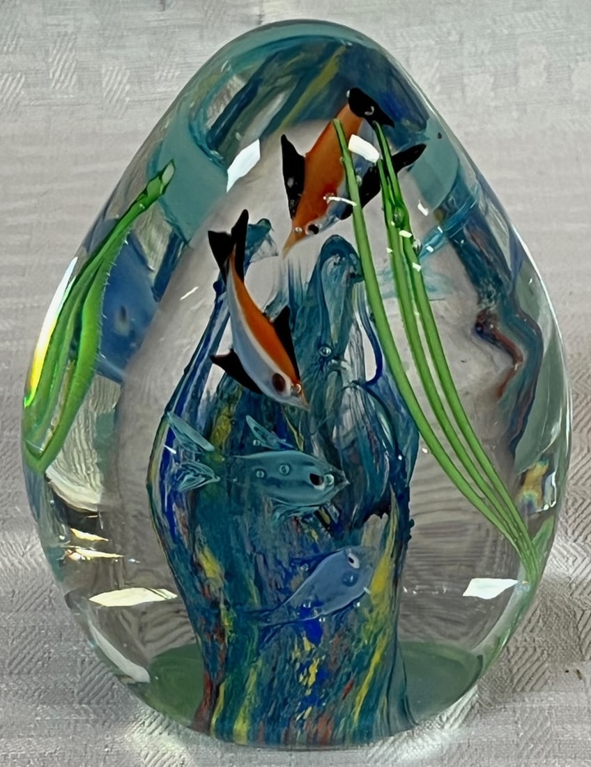 Hand Blown Art Glass Fish Paperweight Auction
