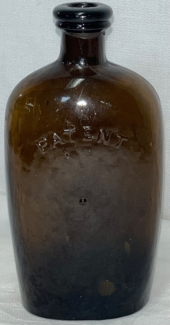 Antique Bottle "patent" Stoddard, N.h. Dark Amber Flask Auction