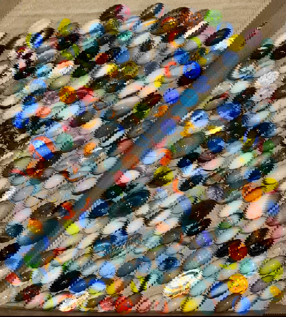 Lot 240 Vintage Glass Marbles - Various Colors & Sizes Auction