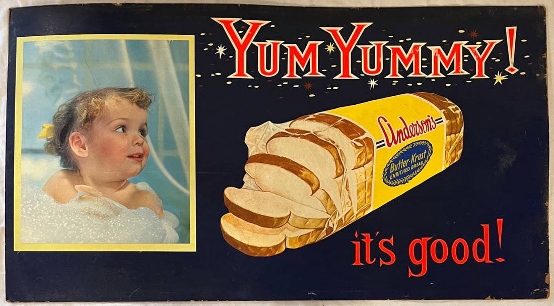 Original Anderson's Butter-krust Bread Advertising Sign Auction