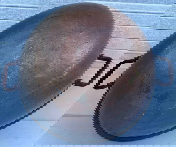 Antique Copper Candy Kettle With Iron Handles