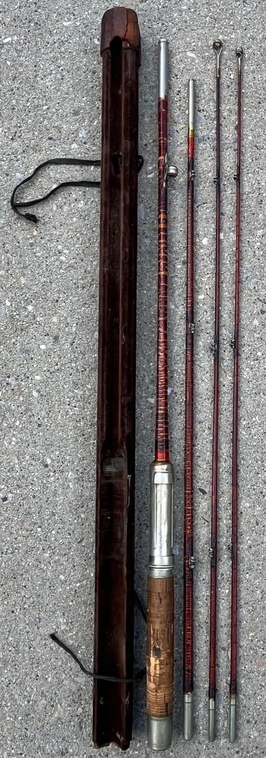 Vintage / Antique 4 Piece Bamboo Fly Fishing Rod, Marked "the Divine ...