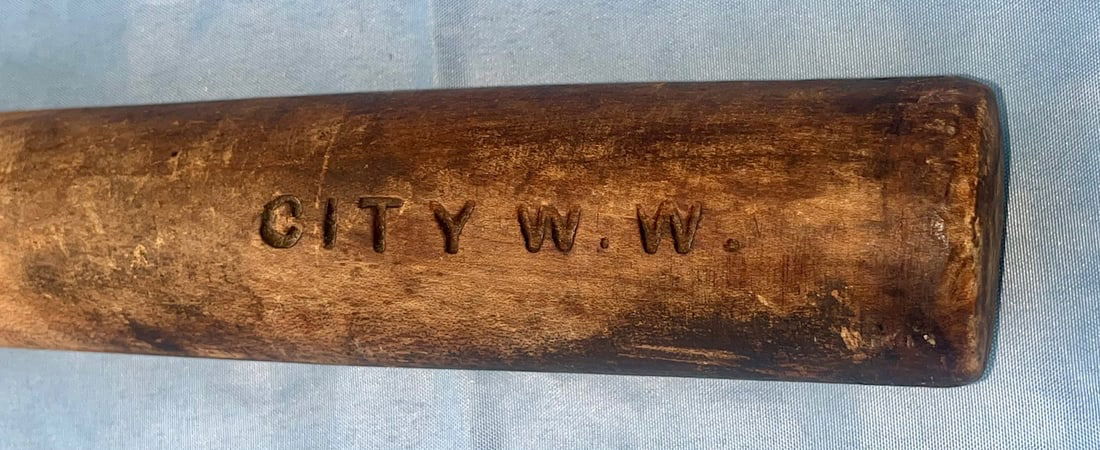Rare Early Baseball Bat With Egg-shaped Knob Branded "city W.w." Circa ...