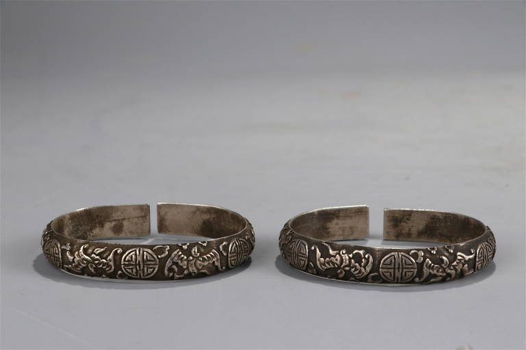 Pair Of Chinese Silver Bangle