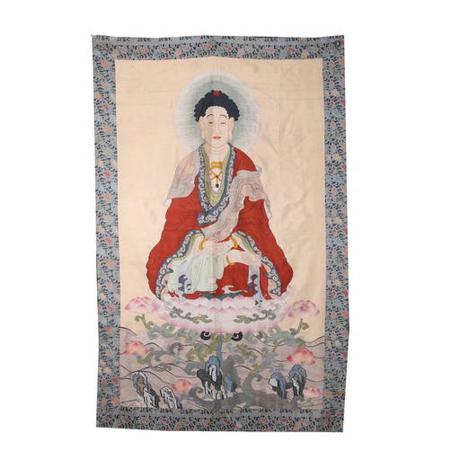 Chinese Kesi Embroidery Tapestry Of Seated Buddha