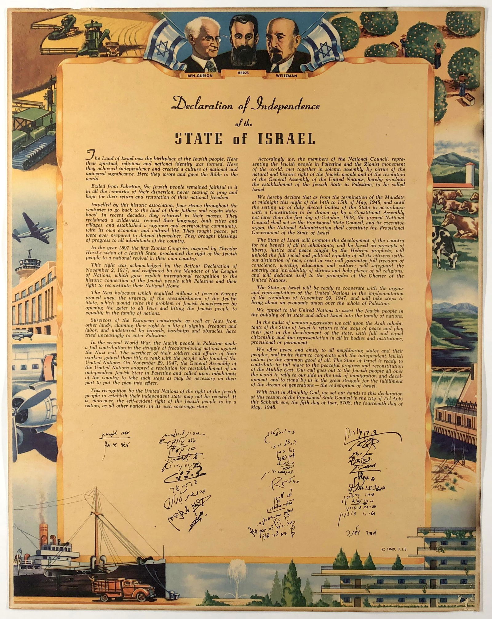 Poster with Israel Declaration of Independence - 1949 (#0026) on Aug 03 ...