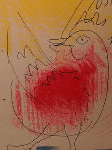 Marc Chagall Lithograph, The Red Rooster