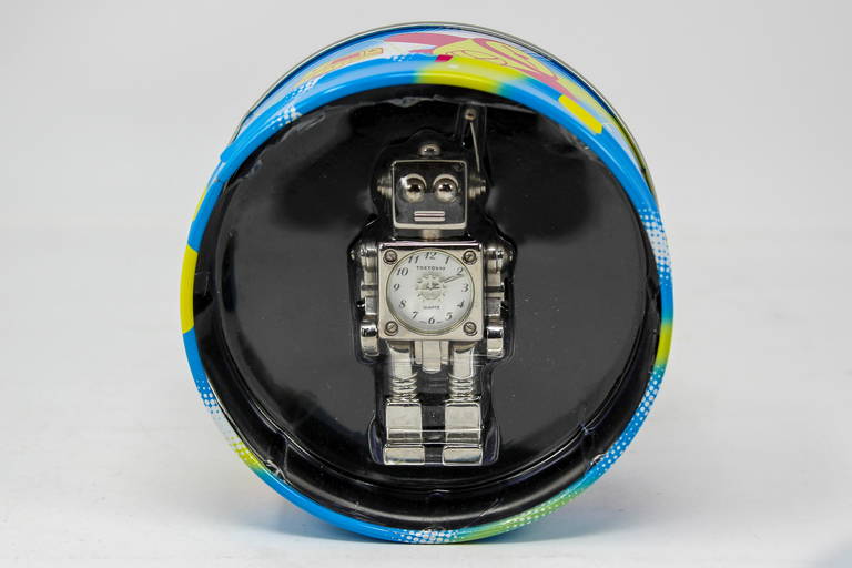 Vintage Tokyo Bay "tokibot" Gray Mini Robot Clock