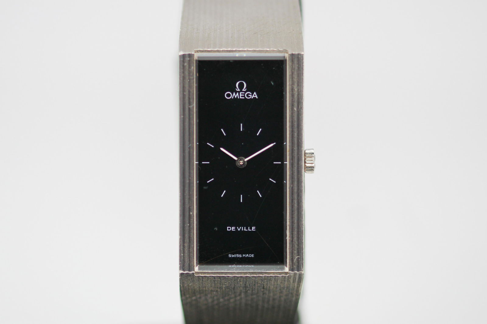 Vintage Omega De Ville Rectangular Wristwatch In 18k White Gold