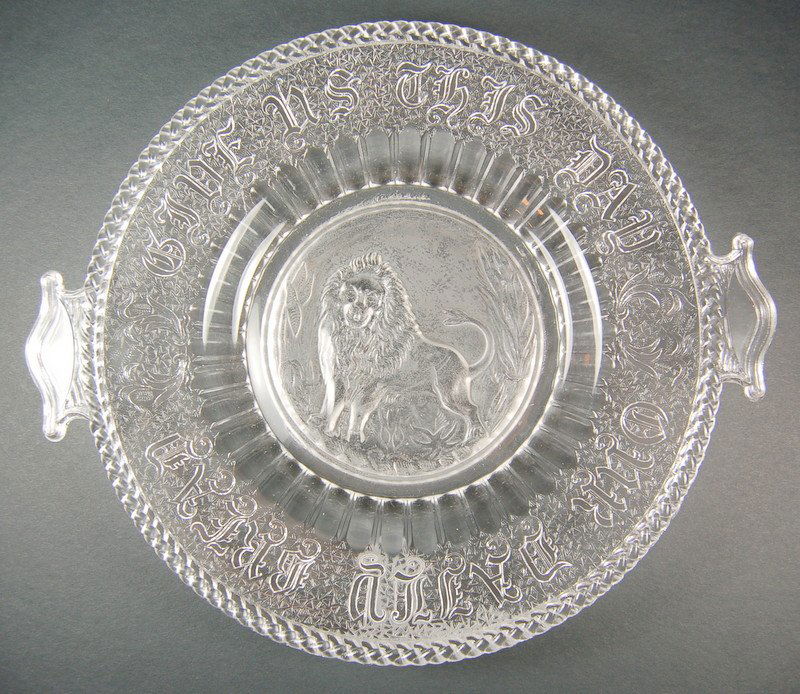 Antique Glass Bread Plate 1870 Give Us This Day Our Dai