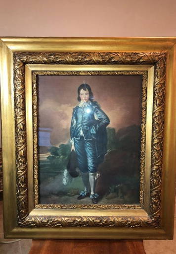 Vintage/antique Old Blue Boy Print In A Heavy Frame...