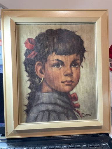 Vintage M. Marini Gypsy Children Series Oil on Canvas in a Teak Wood ...