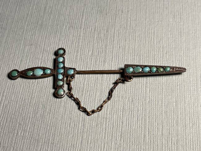 ANTIQUE SCARCE VICTORIAN ERA 800 SILVER & TURQUOISE SWORD TOOTHPICK ...
