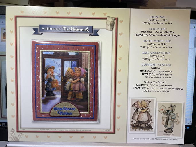 Mj Hummel Postman & Telling Her Secret Handsome Visitor Silk Patch ...