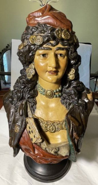 Vintage/Antique Hungarian Bisque Gypsy Lady Bust Statue 13" Tall ...