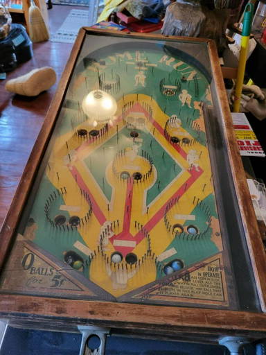 Antique Tabletop Home Run Pinball Machine, 31 Long, 16 Wide