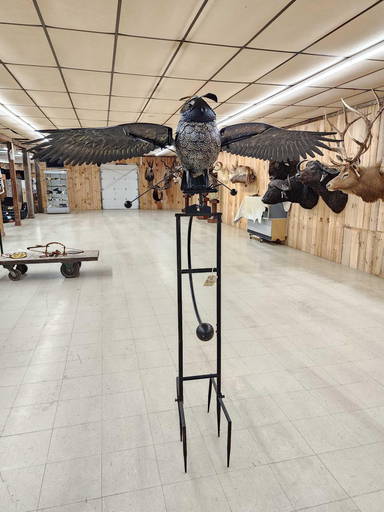 Kinetic Motion Metal Owl Sculpture