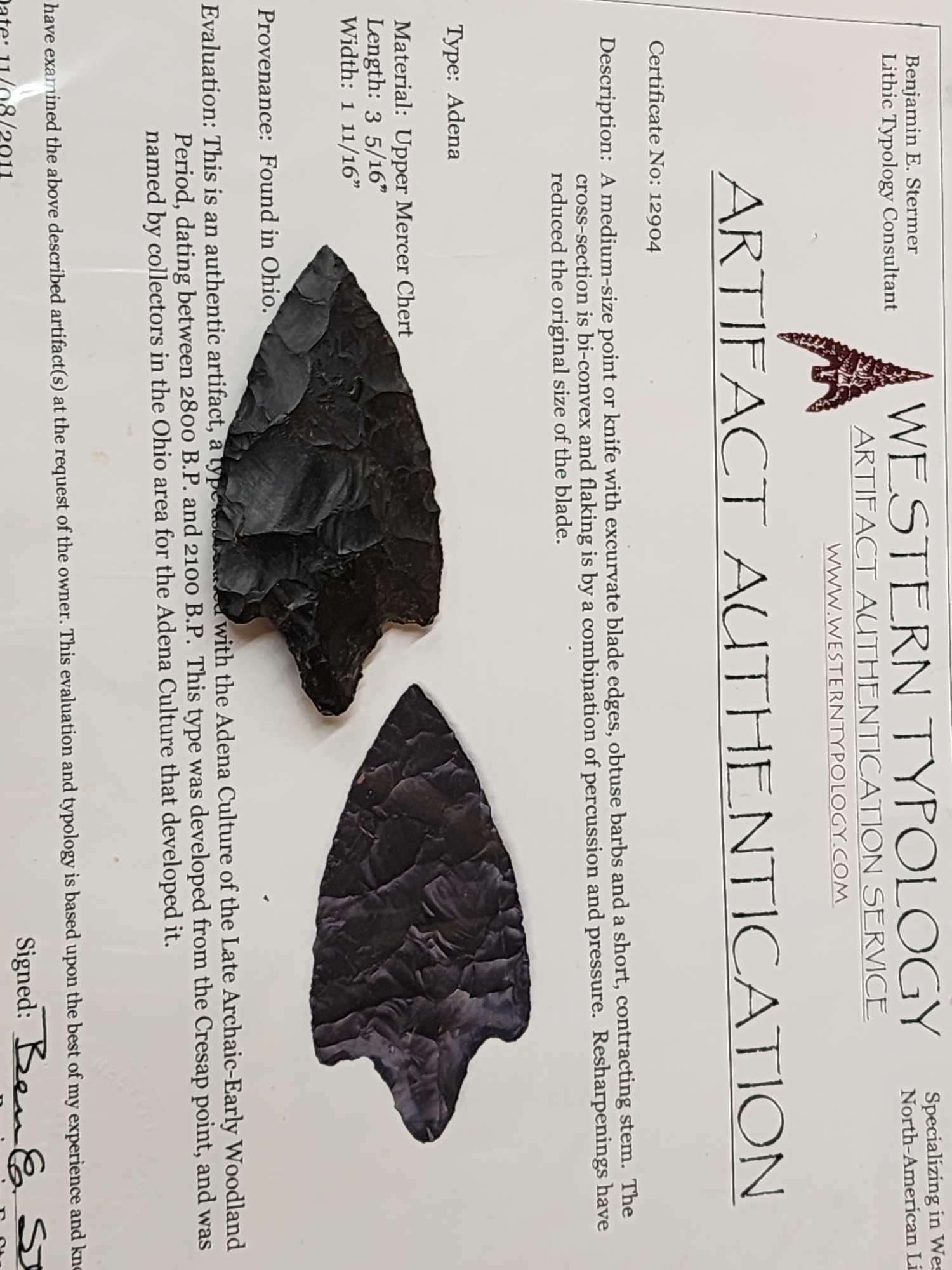 Nice Adena Point Native American Artifact Auction