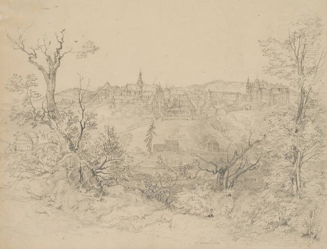 J. Fleischmann (*1813), View Of Lauenstein Near Altenberg, Around 1835 ...