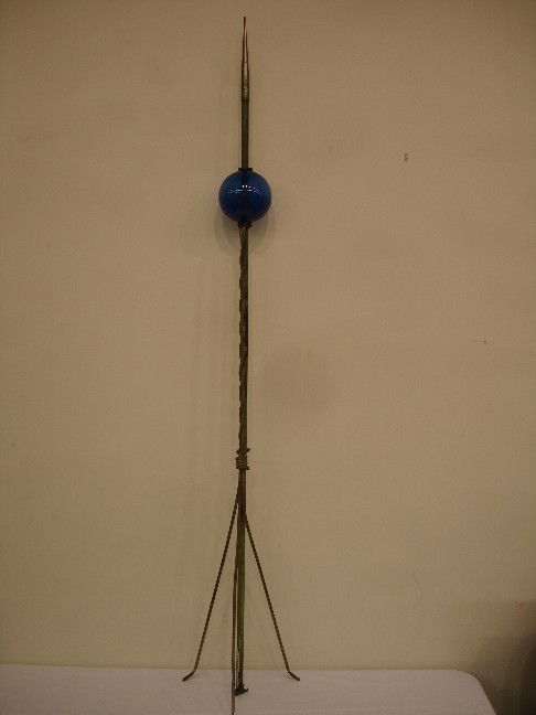 61 Vintage Lightning Rod With Blue Glass Ball Feb 18 2012 Jim Depew Galleries Inc In Ga