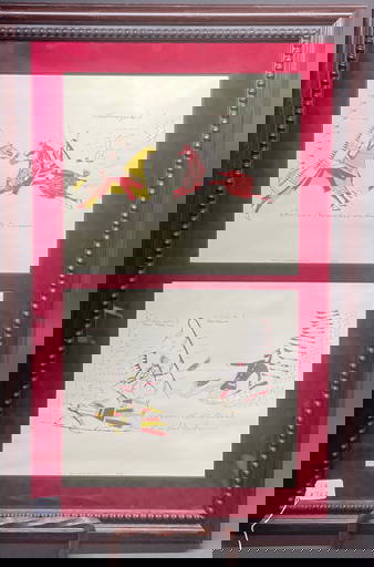 Framed Sioux Indian Drawings