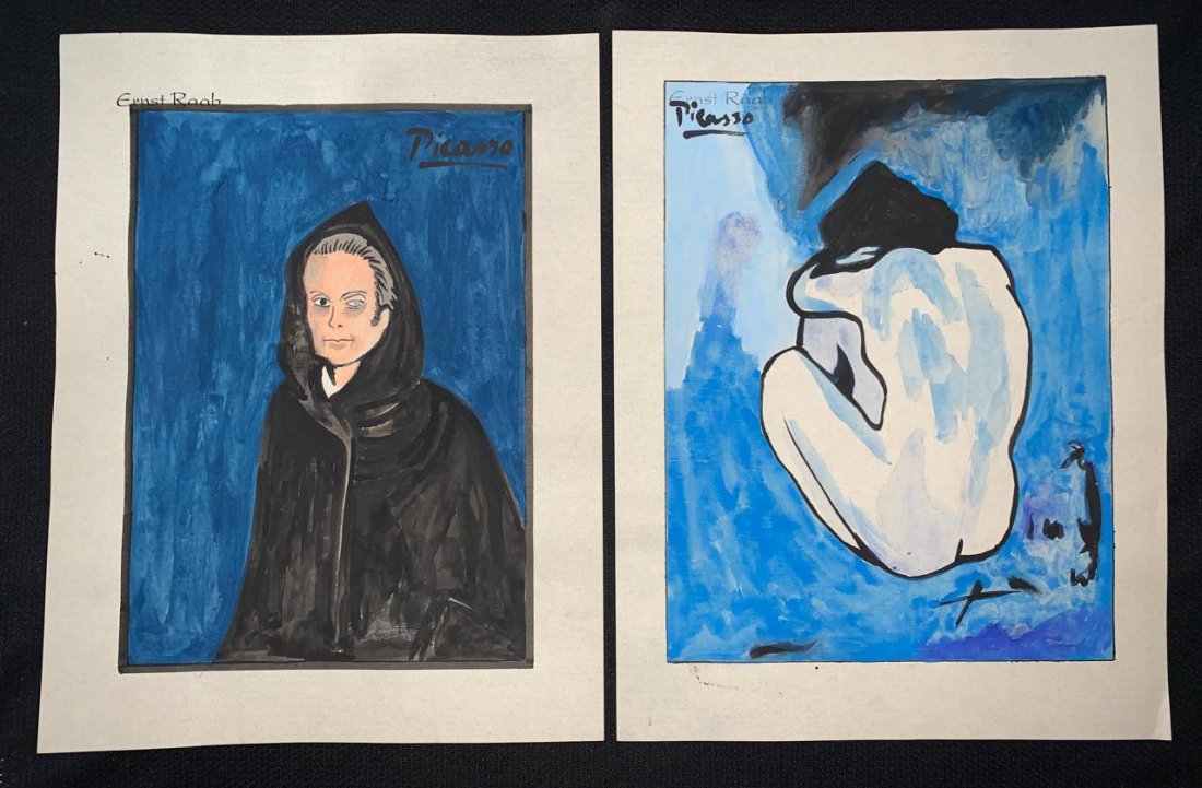 Two Signed And Stamped Pablo Picasso On Paper