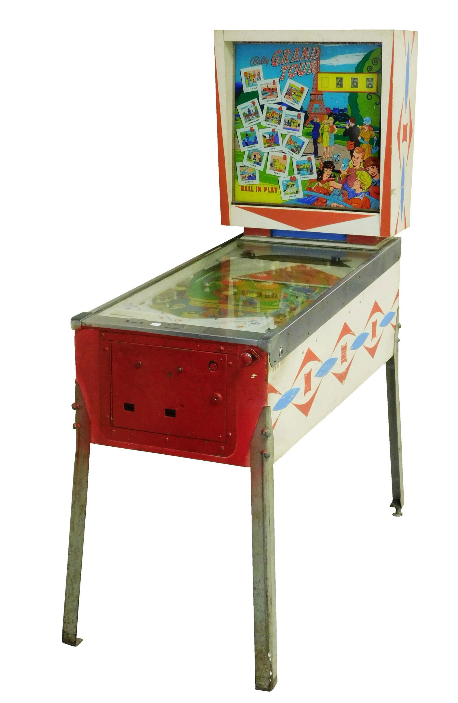 Pinball, Bally Grand Tour, C. 1964, Cabinet Paint Worn