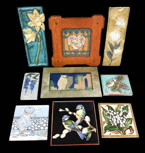 Framed Dutch Tiles & Pr. Art Nouveau Tiles