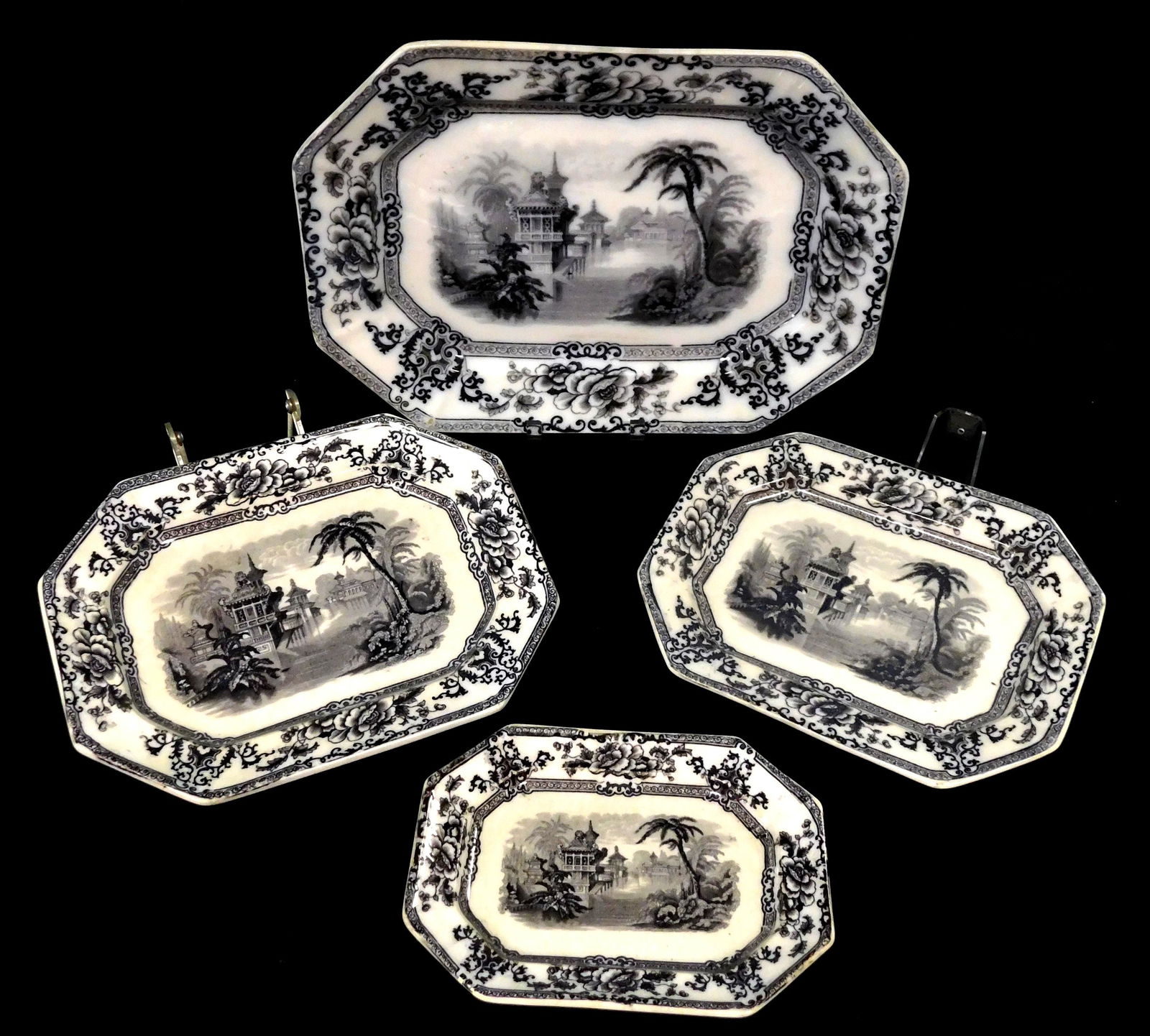 Davenport "cyprus" Pattern Ironstone Platters, Four