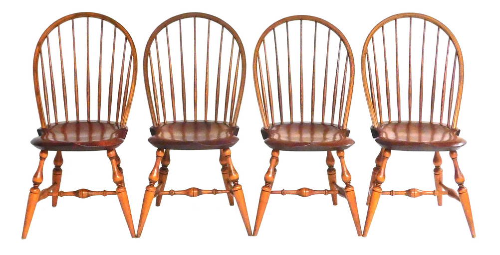 Four Windsor Side Chairs By Warren Chair Works, 20th C., Natural Finish ...
