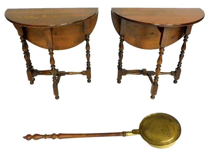 Three pieces including a pair of reproduction drop leaf side ...