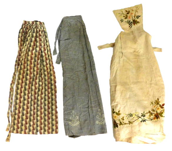 TEXTILES: Three 19th C. American aprons: one embroidered floral; one ...
