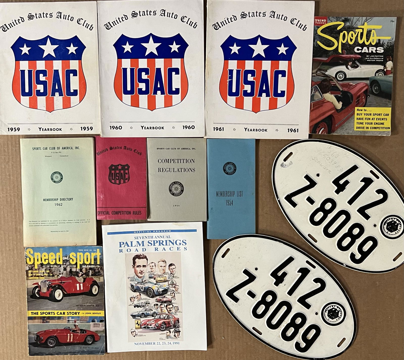 1950’s Scca Competition Regulations, Membership Lists, Three Usac ...