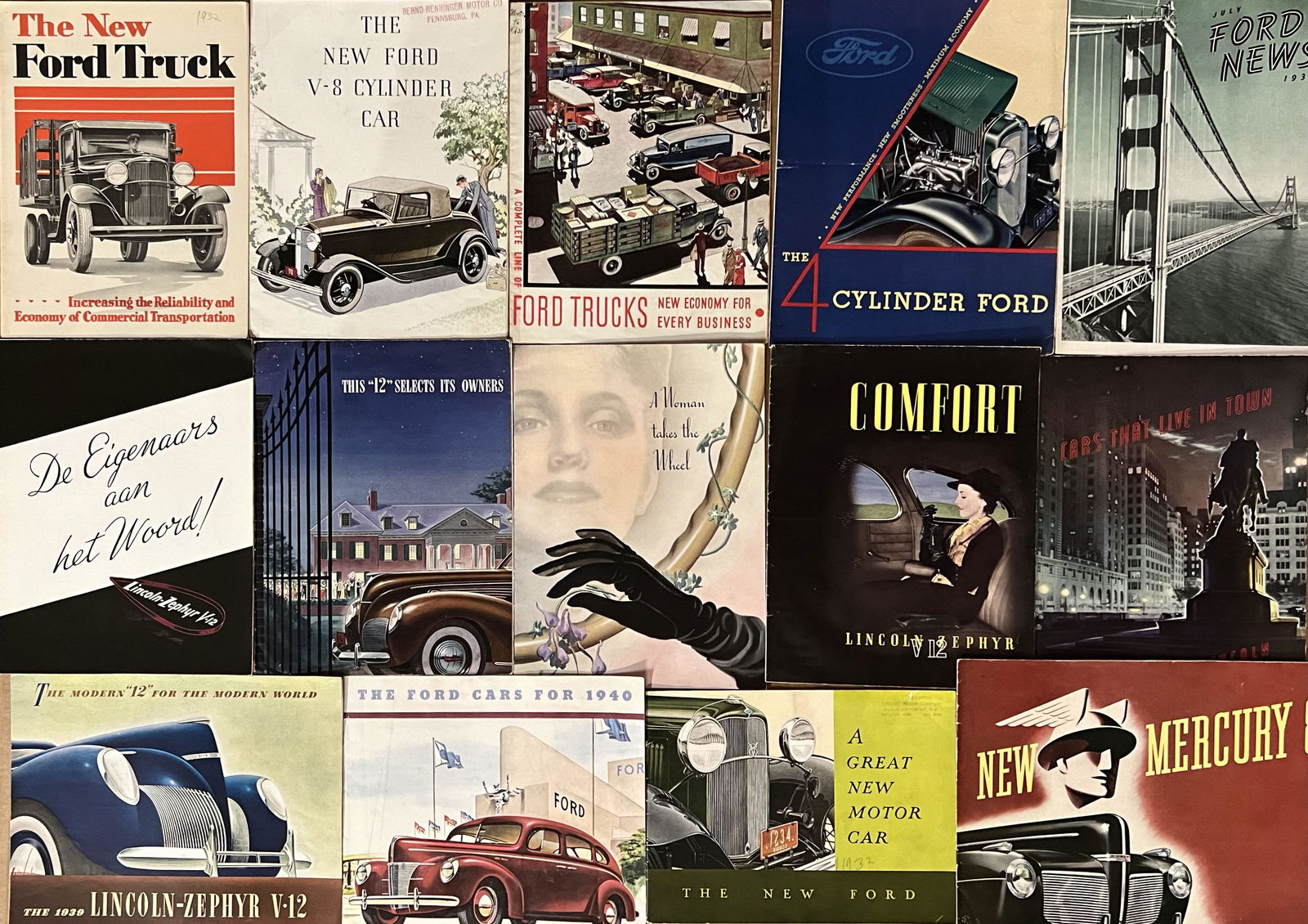 1930’s Early 1940’s Us Car Brochures Ford, Lincoln Zephyr, Mercury ...