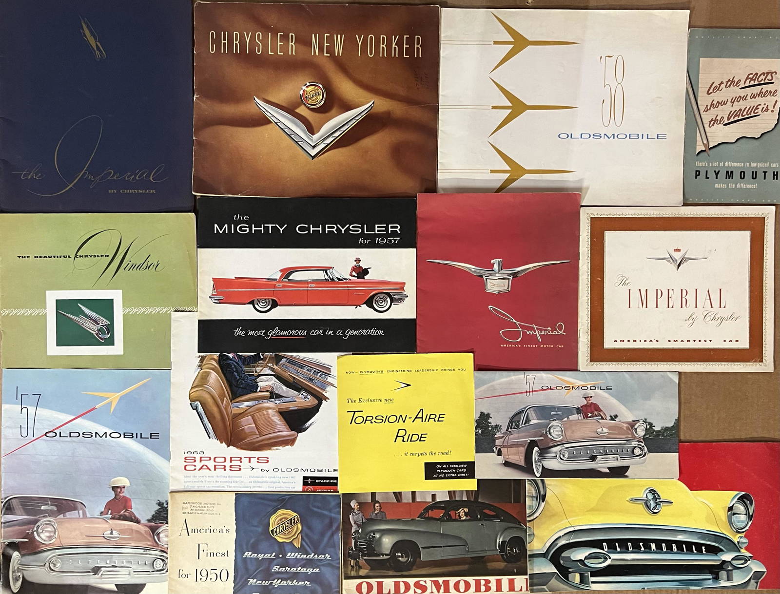 Thirty four Chrysler and Oldsmobile brochures from 1947 - 1965 in good ...