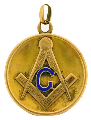 Jewelry: 10k Gold Masonic Watch Fob, Circular With The Emblem Of The ...