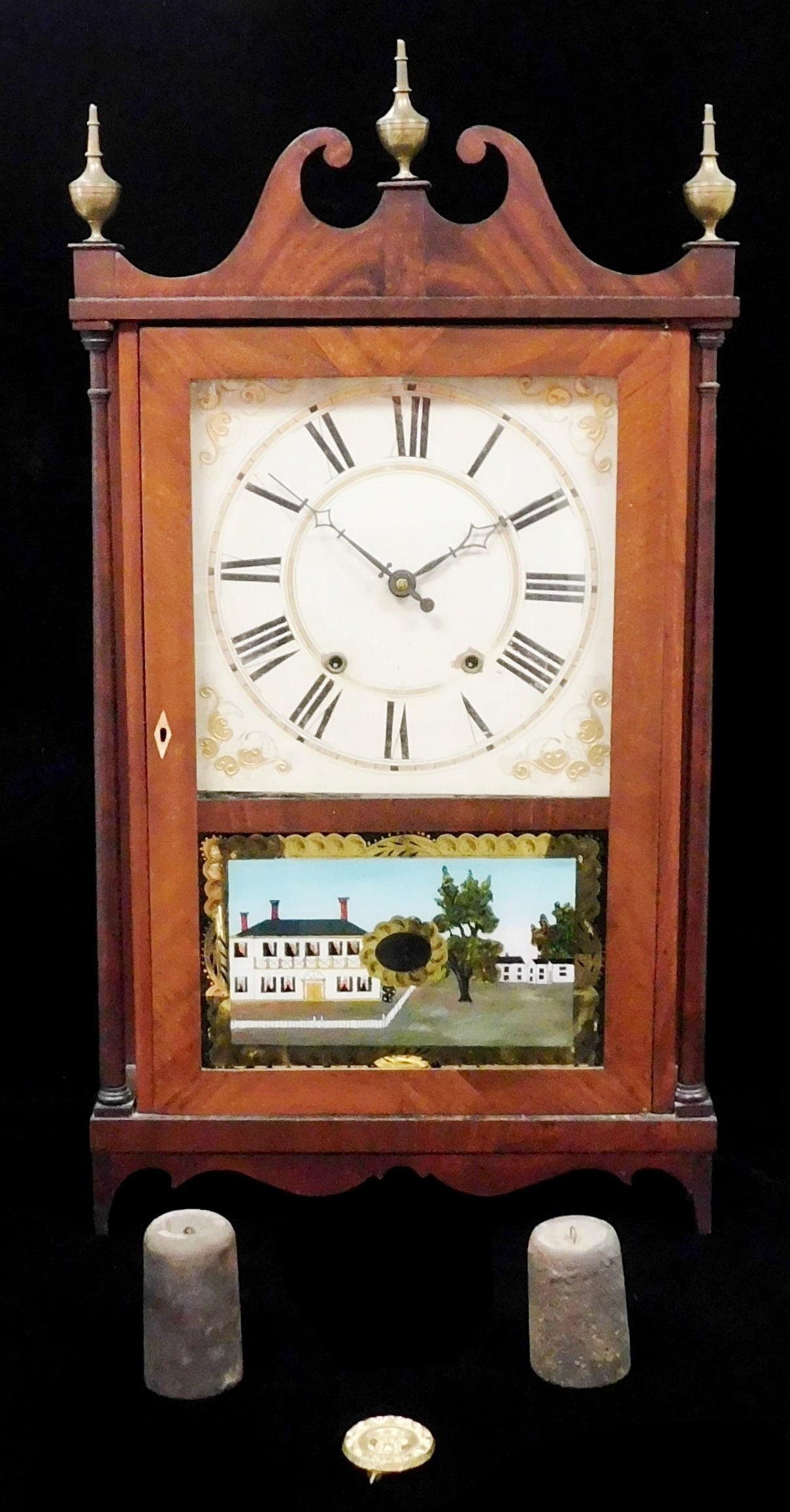 +clock: Riley Whiting Pillar And Scroll Clock, C. 1830, 30-hour Wood ...