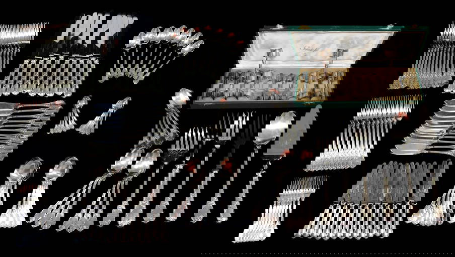 Christofle "marly" Pattern Silver Plate Flatware, Serving Ware And A ...