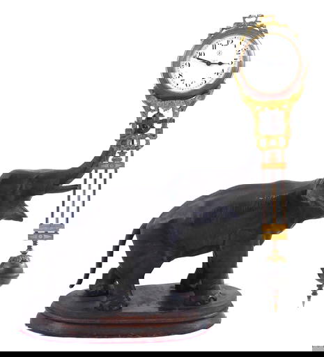 Clock: Junghans "mystery" Swing Arm Clock, German, C. 1915, Bronze ...