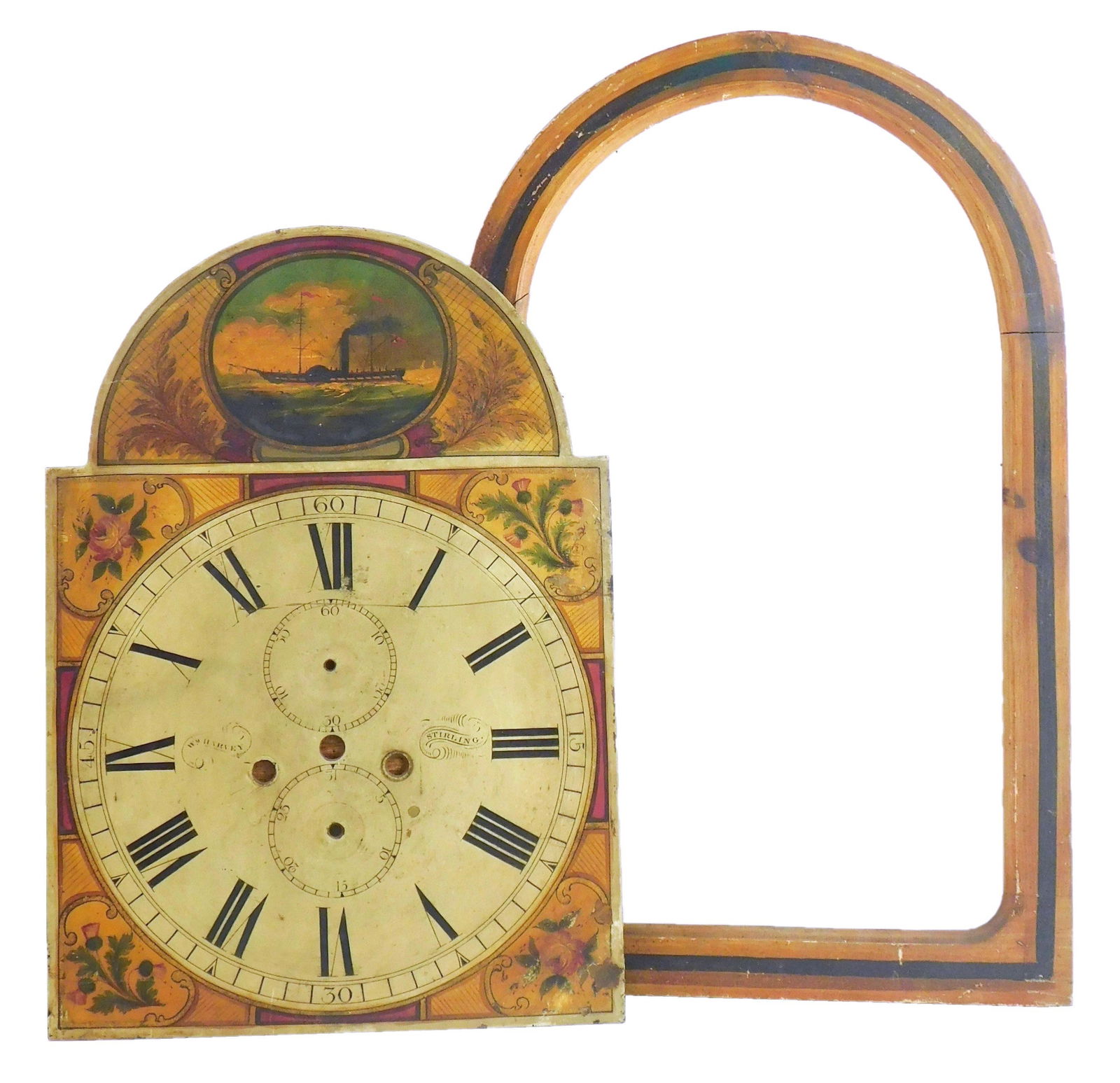 Clock: Painted Clock Dial, Scotland, Mid-late 19th C., Large Painted ...